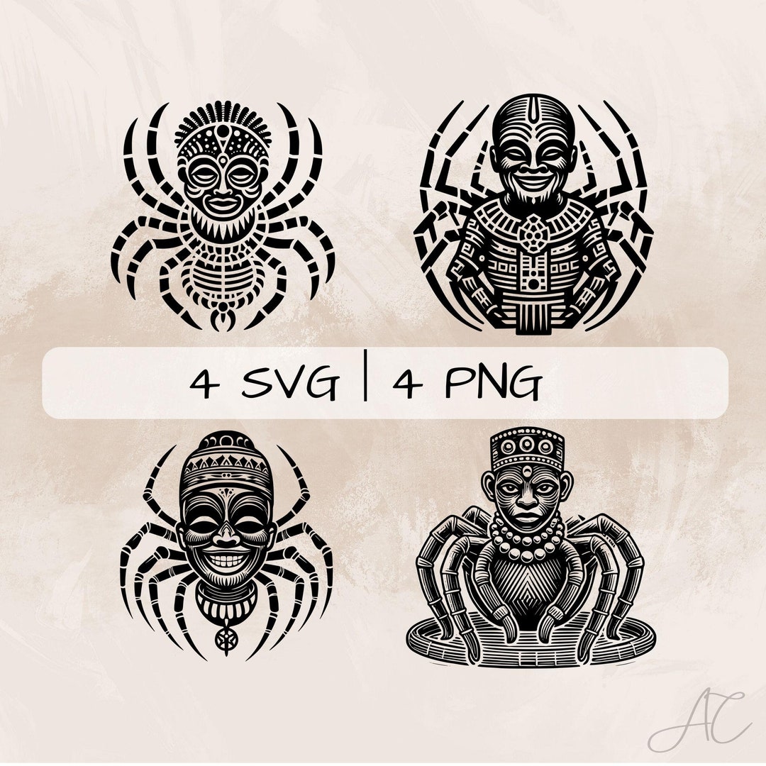 Anansi SVG Bundle, Ananse PNG ,anansi the Trickster Clipart, Hand Drawn ...