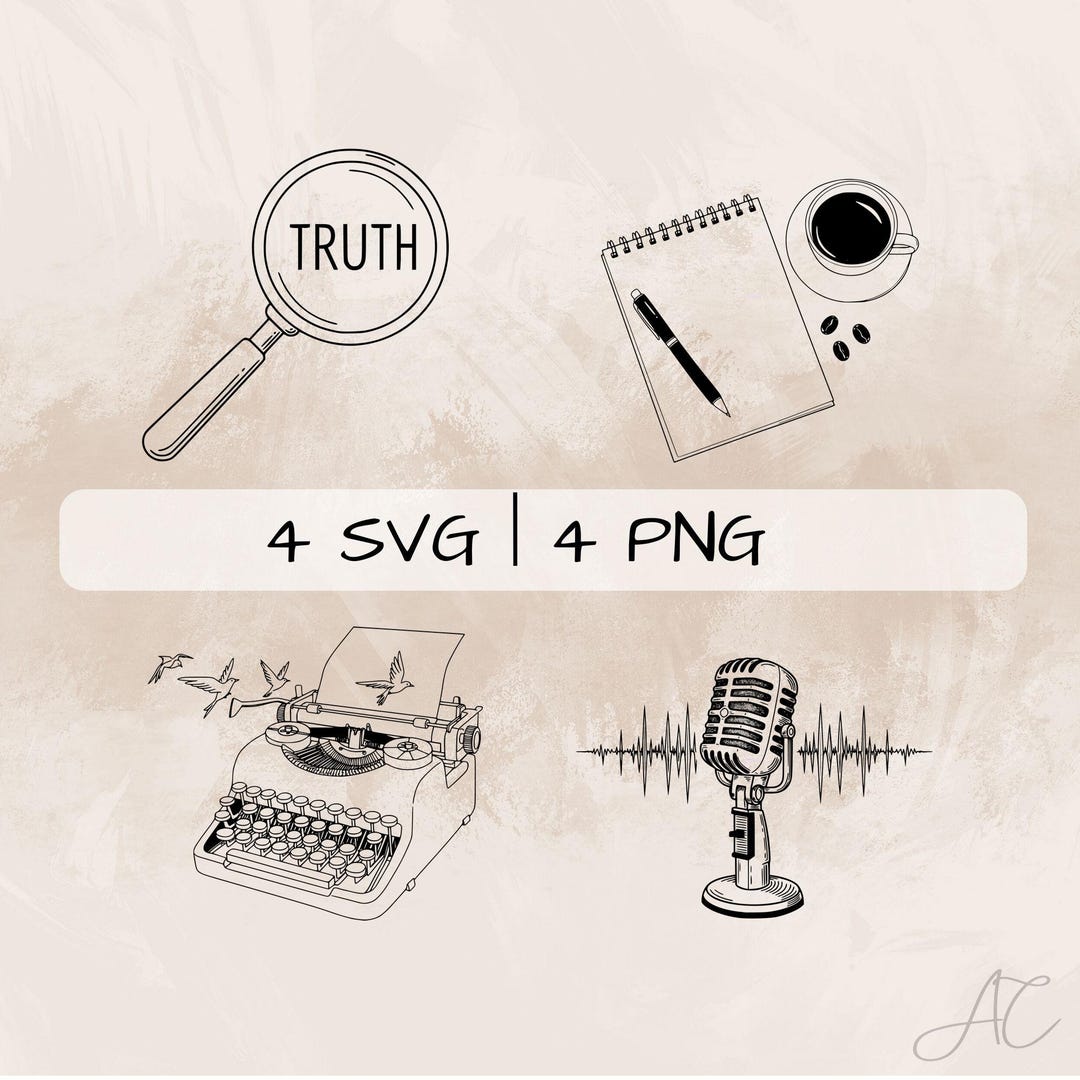 Journalist SVG Bundle, Reporter PNG , Journalist Clipart, Hand Drawn ...