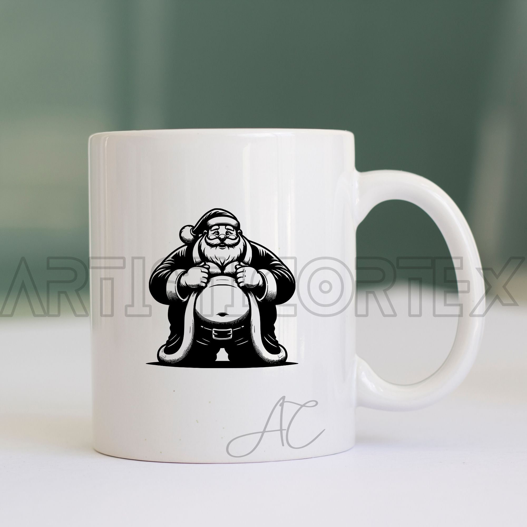 Fat Santa SVG Bundle, Chubby Santa PNG, Foody Santa Clipart, Hand Drawn ...