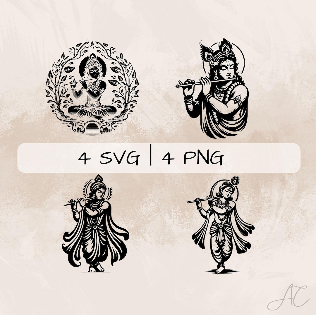 Krishna SVG Bundle, Krishna Hindu PNG , Lord Krishna Clipart, Hand ...