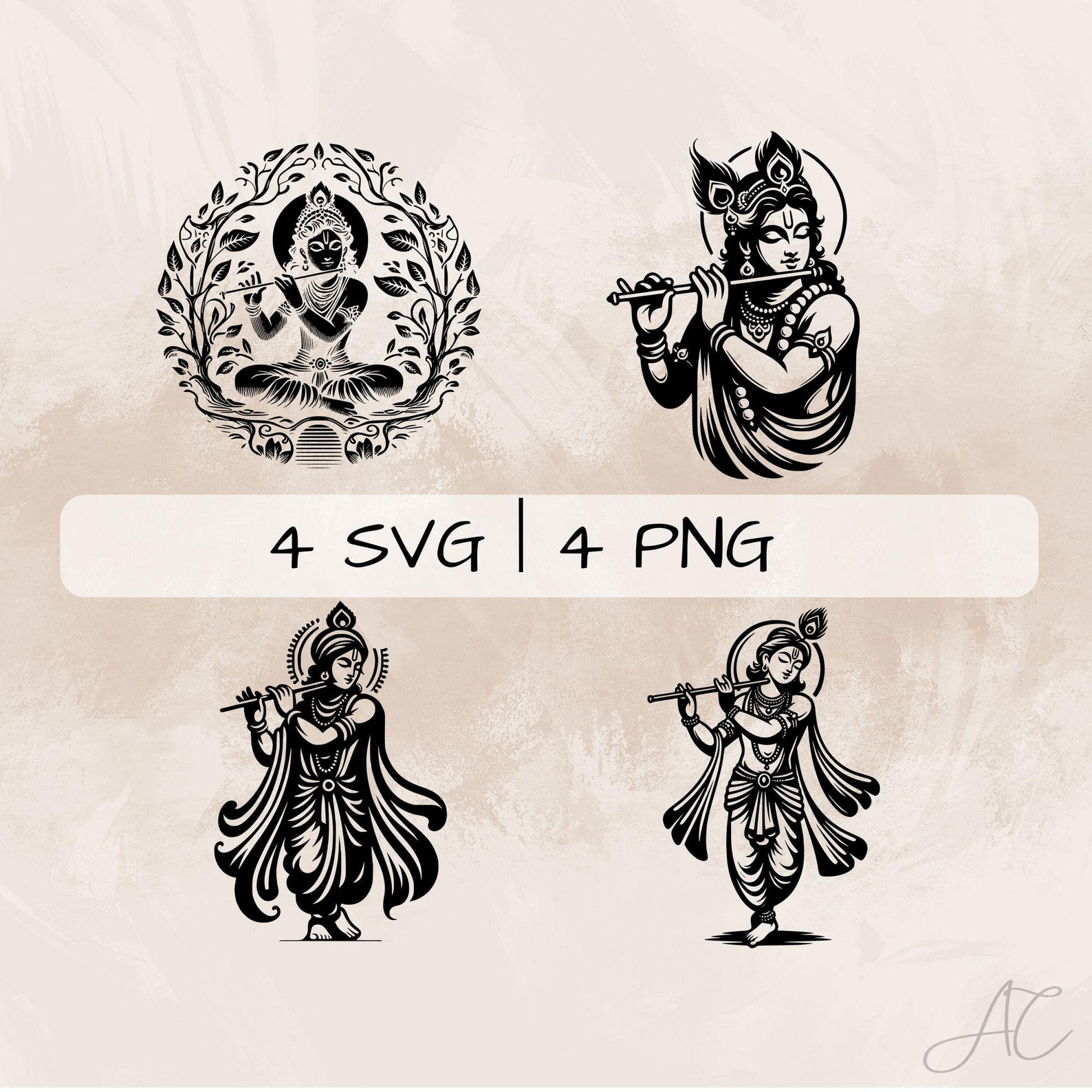 Krishna SVG Bundle, Krishna Hindu PNG , Lord Krishna Clipart, Hand ...