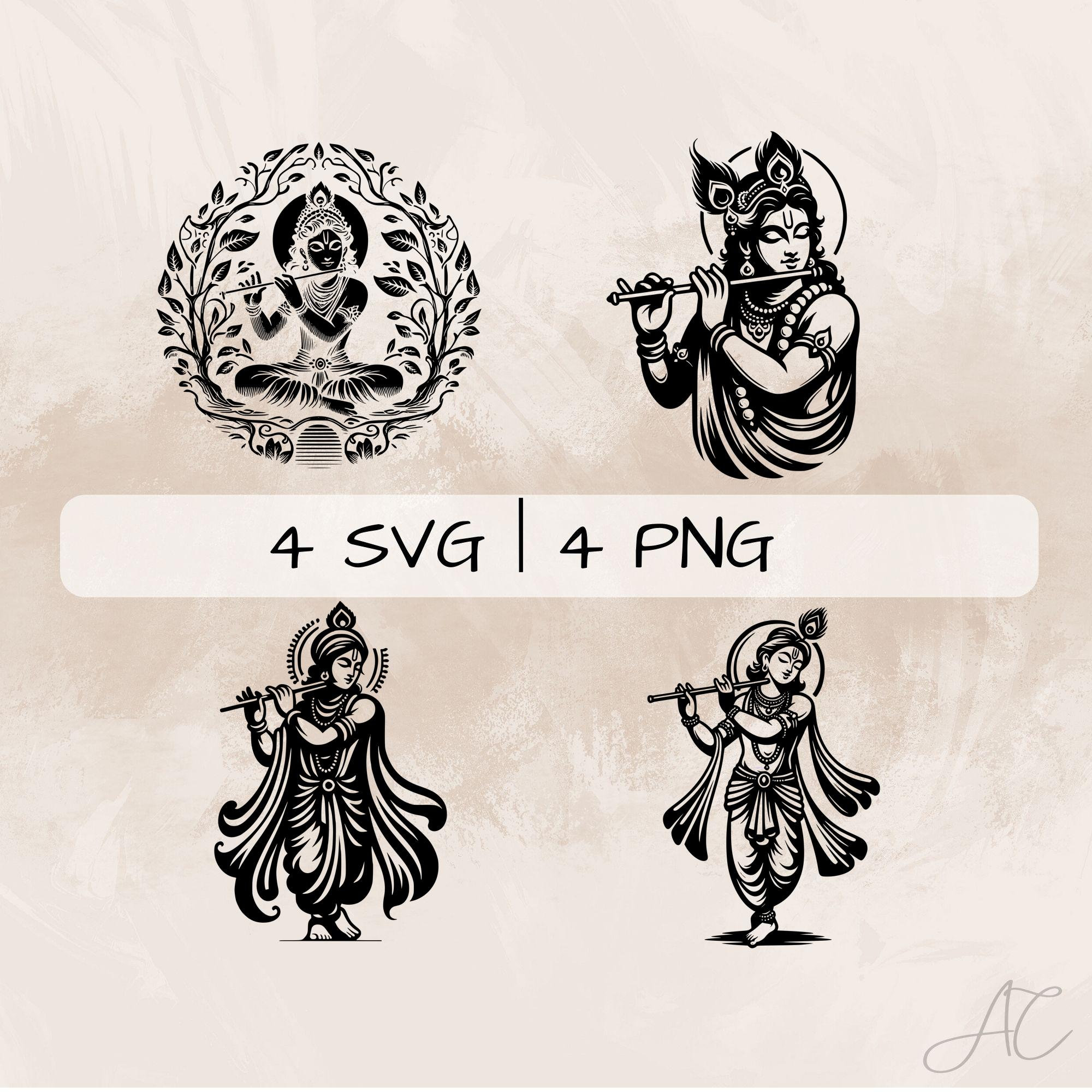 Krishna SVG Bundle, Krishna Hindu PNG , Lord Krishna Clipart, Hand ...