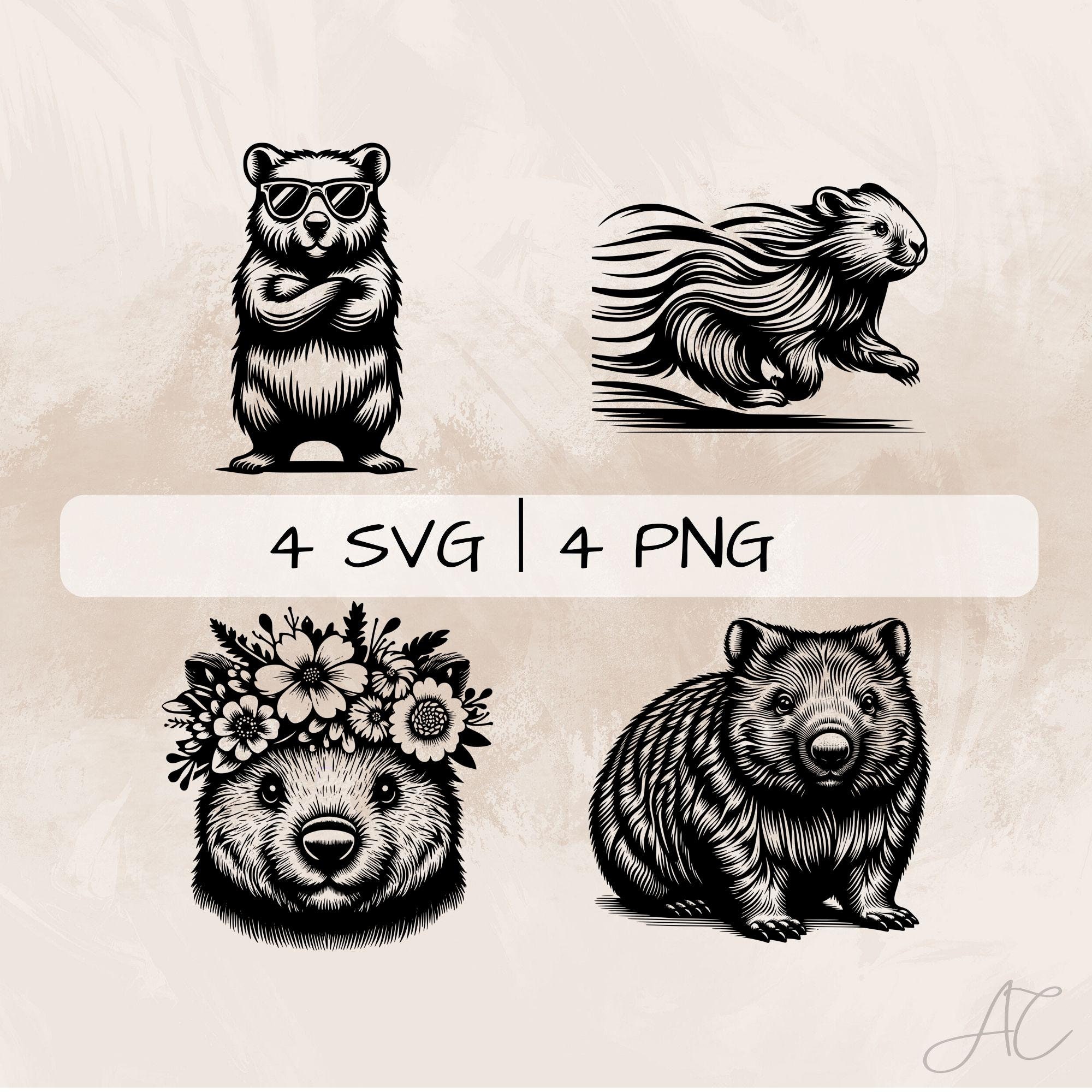 Wombat SVG Bundle, Wombat Running PNG , Cool Wombat Clipart, Hand Drawn ...