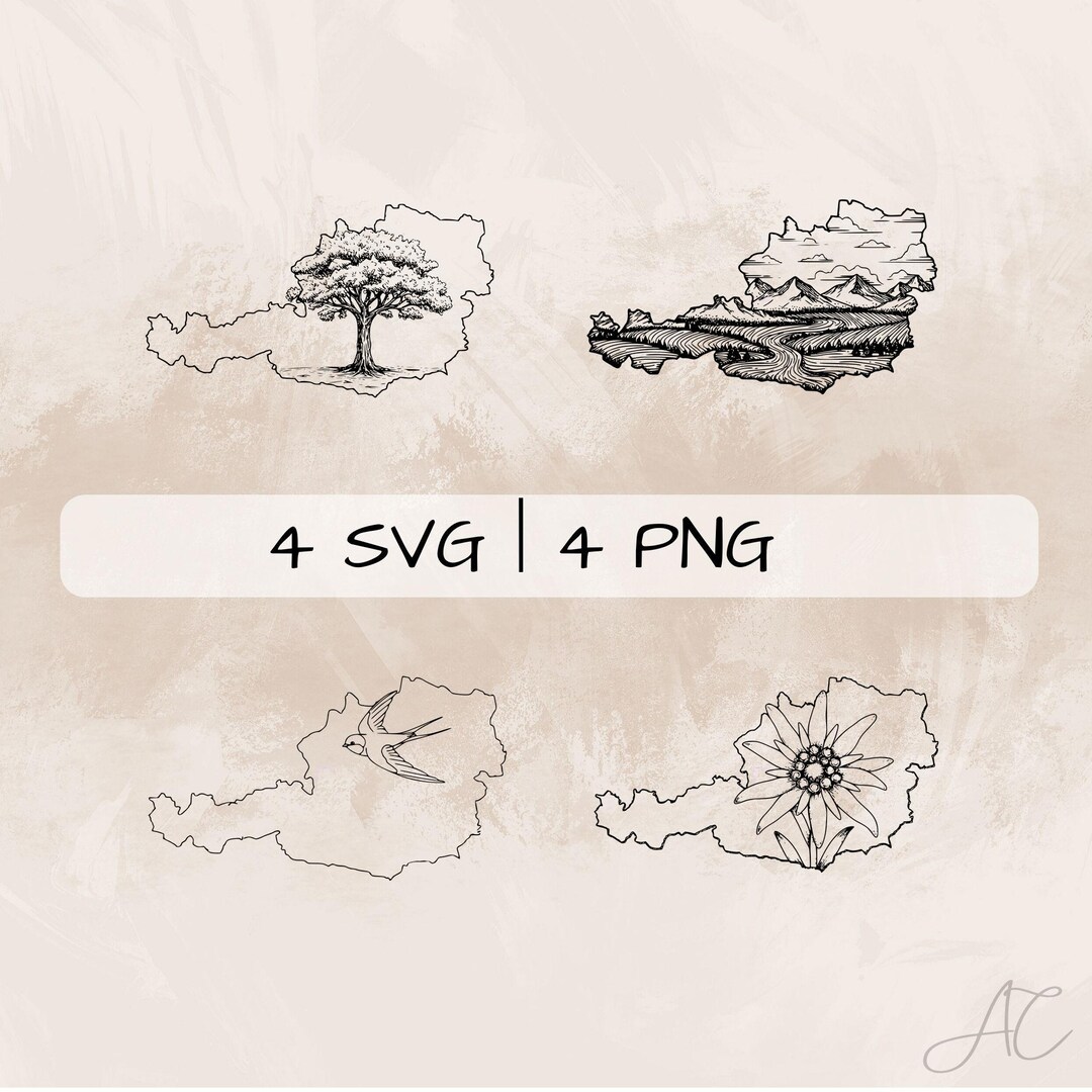 Austria SVG Bundle, Austria Outline PNG ,austria Map Clipart, Hand ...