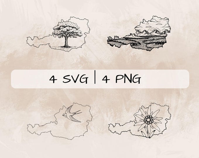 Austria Country Outline Shapes Svg Png Pdf Eps Vector Graphic Design ...