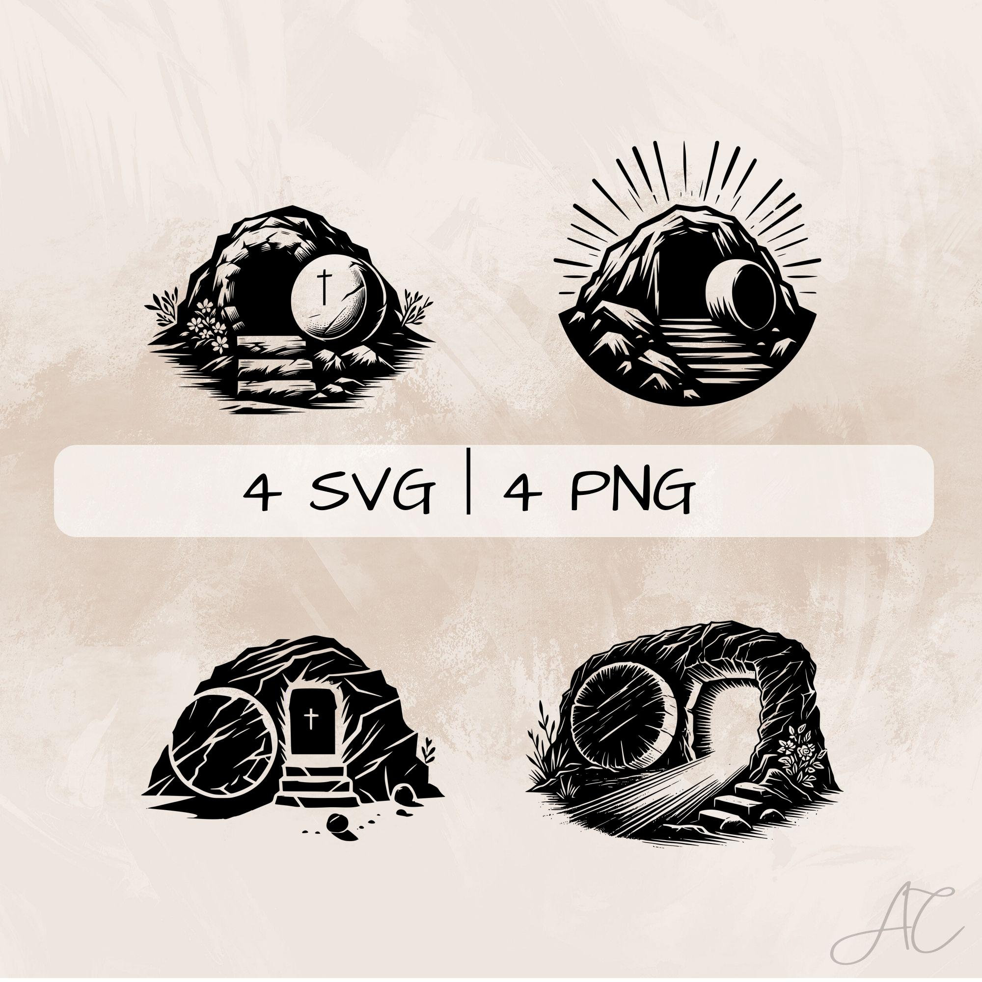 Empty Tomb SVG Bundle, Resurrection PNG ,jesus Tomb Clipart, Hand Drawn ...