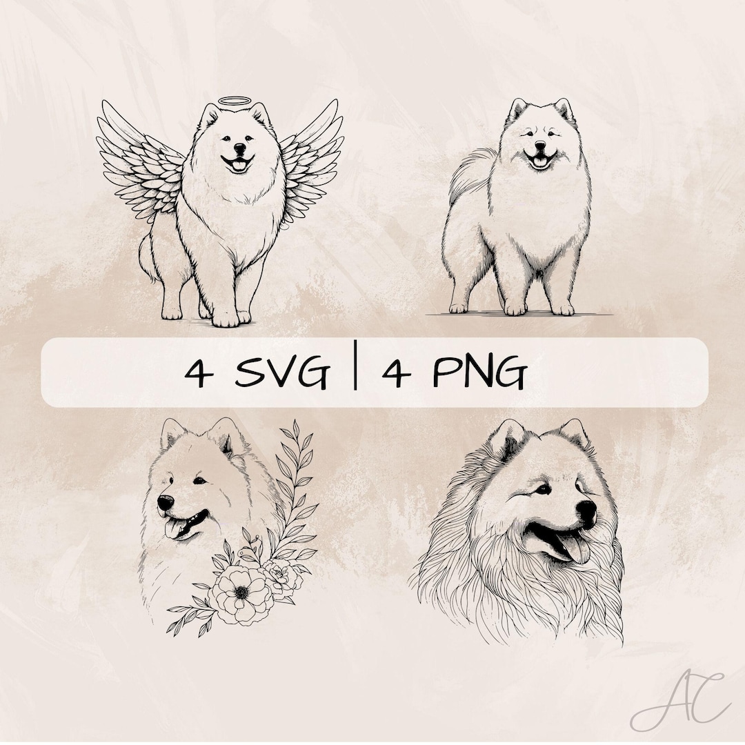 Delicate Samoyed SVG Bundle, Samoyed Dog PNG , Samoyed Clipart, Hand ...