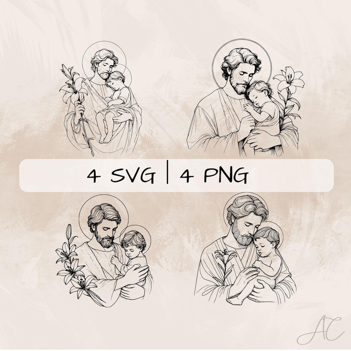 Saint Joseph SVG Bundle, St Joseph PNG , Saint Joseph and the Child ...