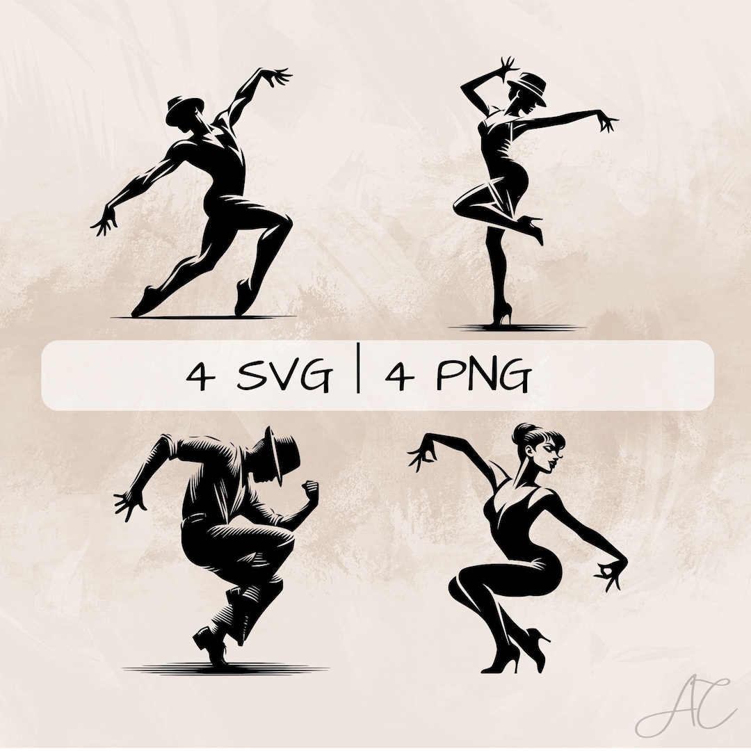Jazz Dance SVG & PNG Bundle,dance Clipart, Hand Drawn Jazz Dance ...