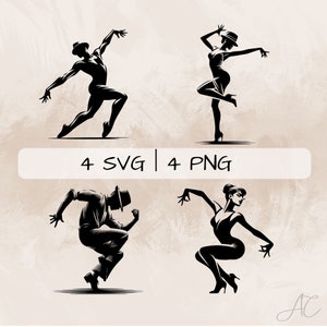 Jazz Dance SVG & PNG Bundle,dance Clipart, Hand Drawn Jazz Dance ...