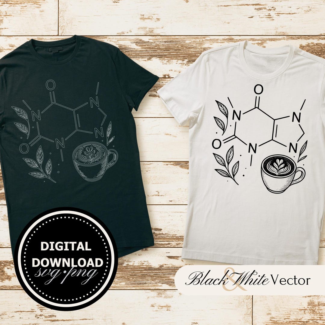 Caffeine SVG Bundle, Caffeine Molecule PNG, Coffee Clipart, Hand Drawn ...
