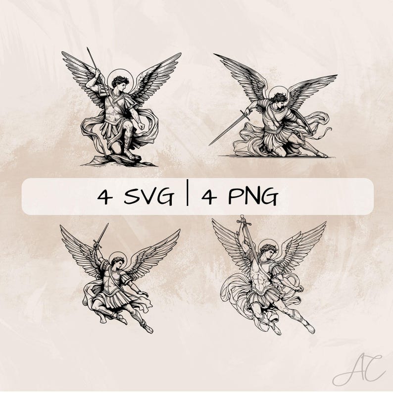 Archangel Michael SVG Bundle, Saint Michael PNG, Michael and Sword ...