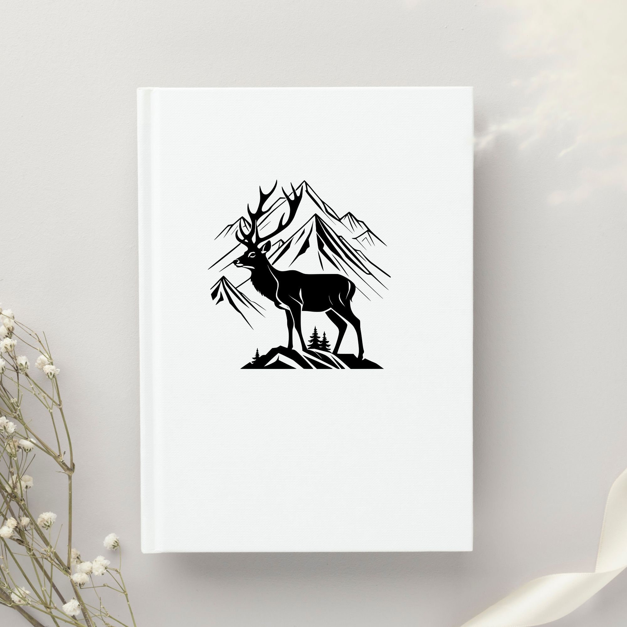 Mountain With a Deer SVG Mountain SVG Deer SVG Vector Hand - Etsy