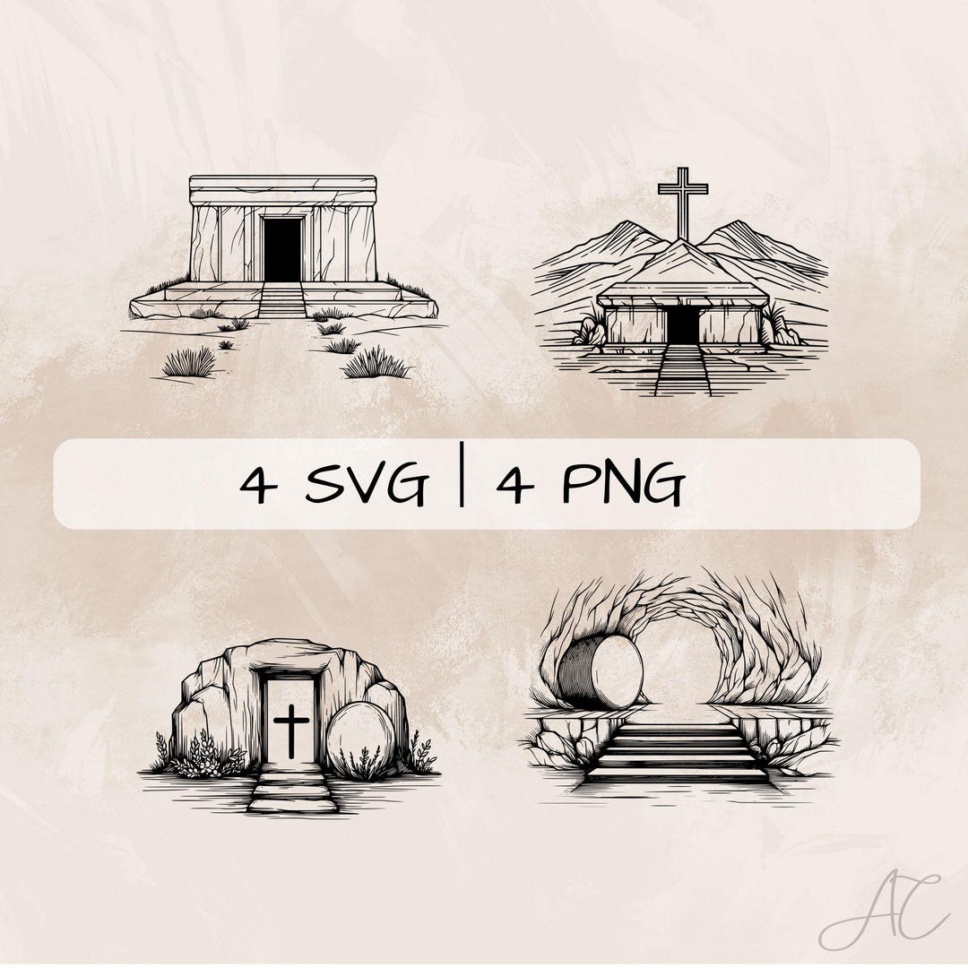 Delicae Empty Tomb SVG Bundle, Empty Tomb Line Art PNG, Empty Tomb and ...