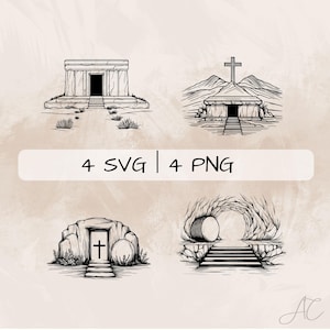 Delicae Empty Tomb SVG Bundle, Empty Tomb Line Art PNG, Empty Tomb and ...