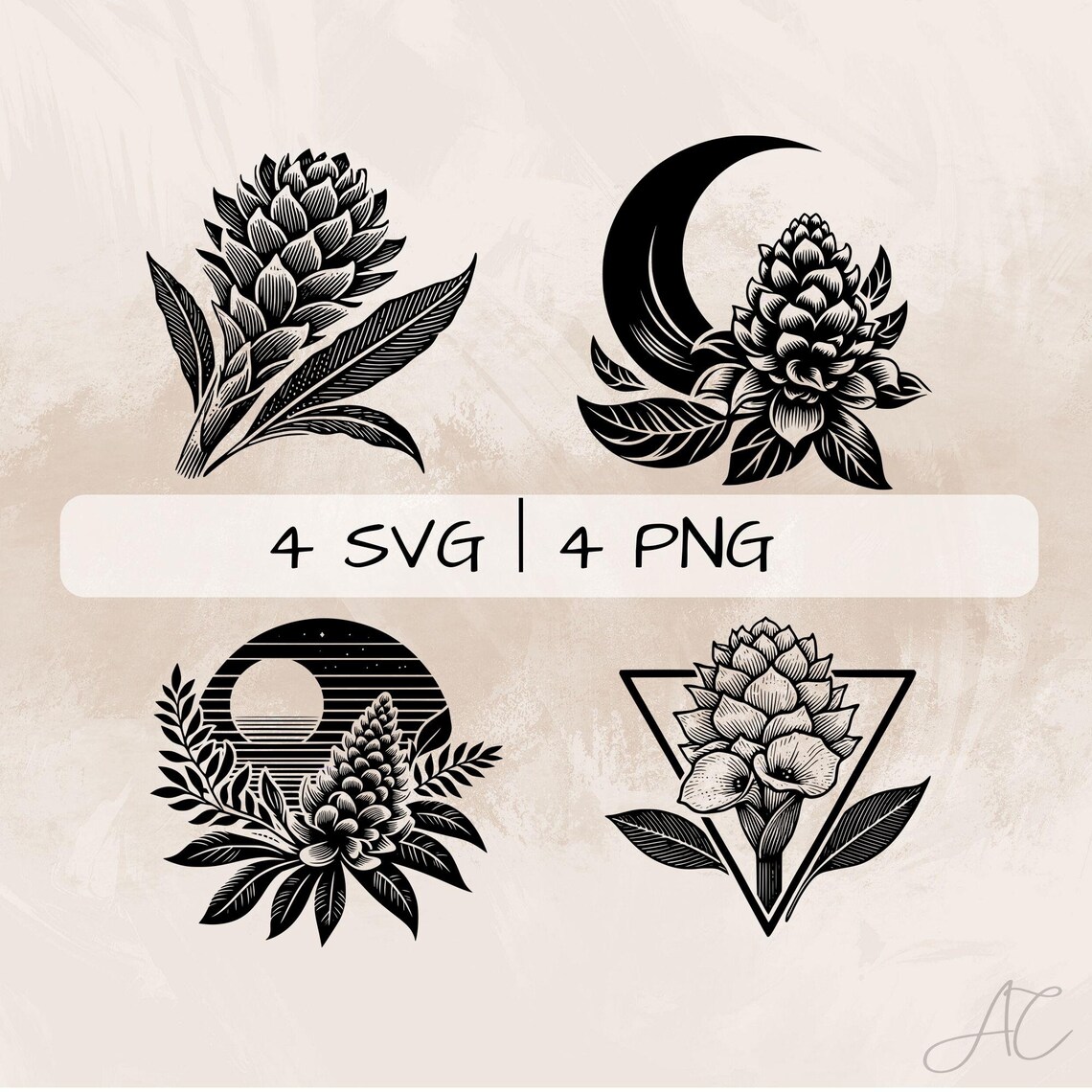 Ginger Flower SVG Bundle, Ginger Flower PNG ,ginger Flower Clipart ...