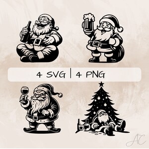 Drunk Santa SVG Bundle, Santa With Beer PNG, Santa With Wine Clipart ...