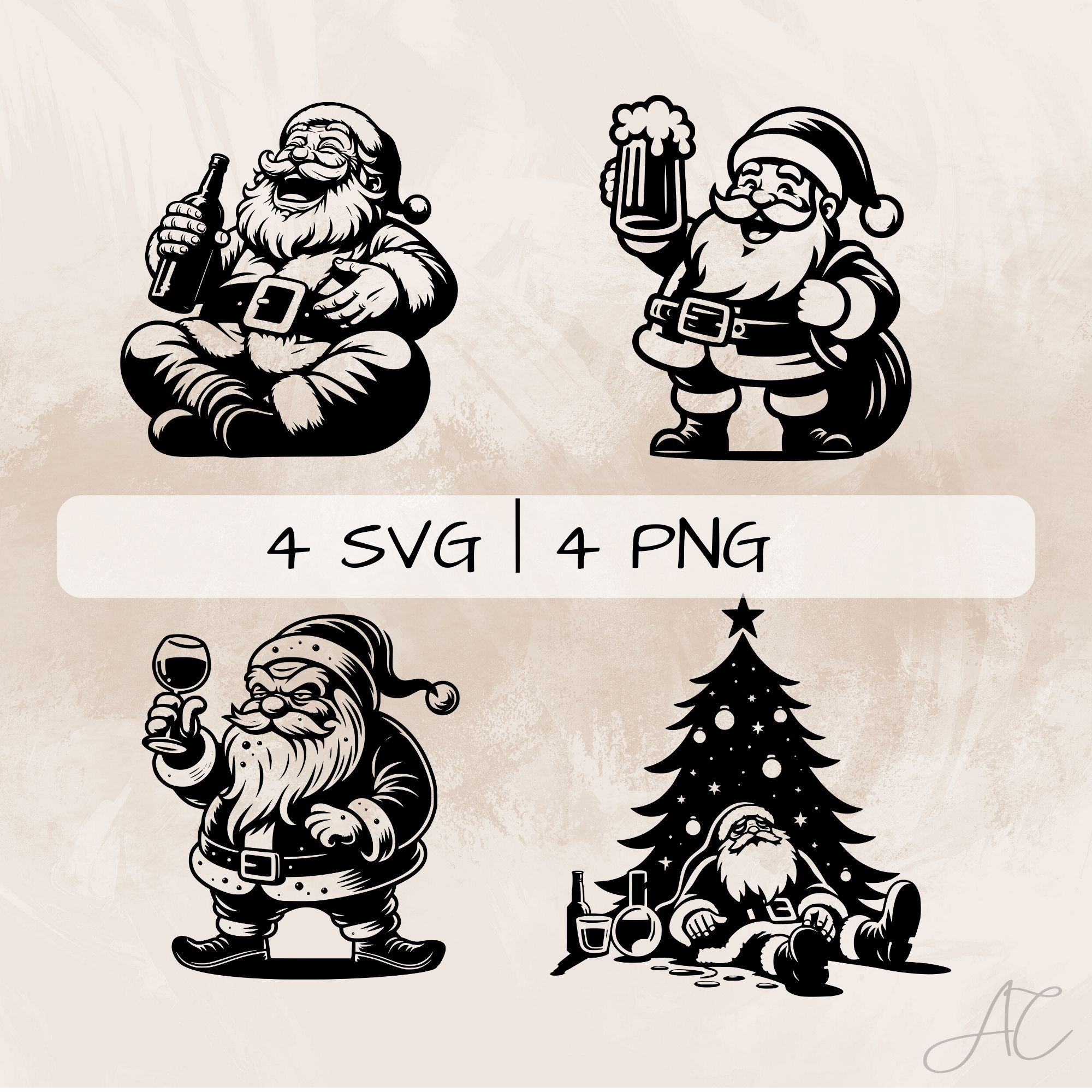 Drunk Santa SVG Bundle Santa With Beer PNG Santa With Wine - Etsy