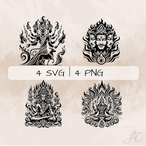 Agni SVG Bundle, Fire God PNG , Agni God Clipart, Hand Drawn Agni ...