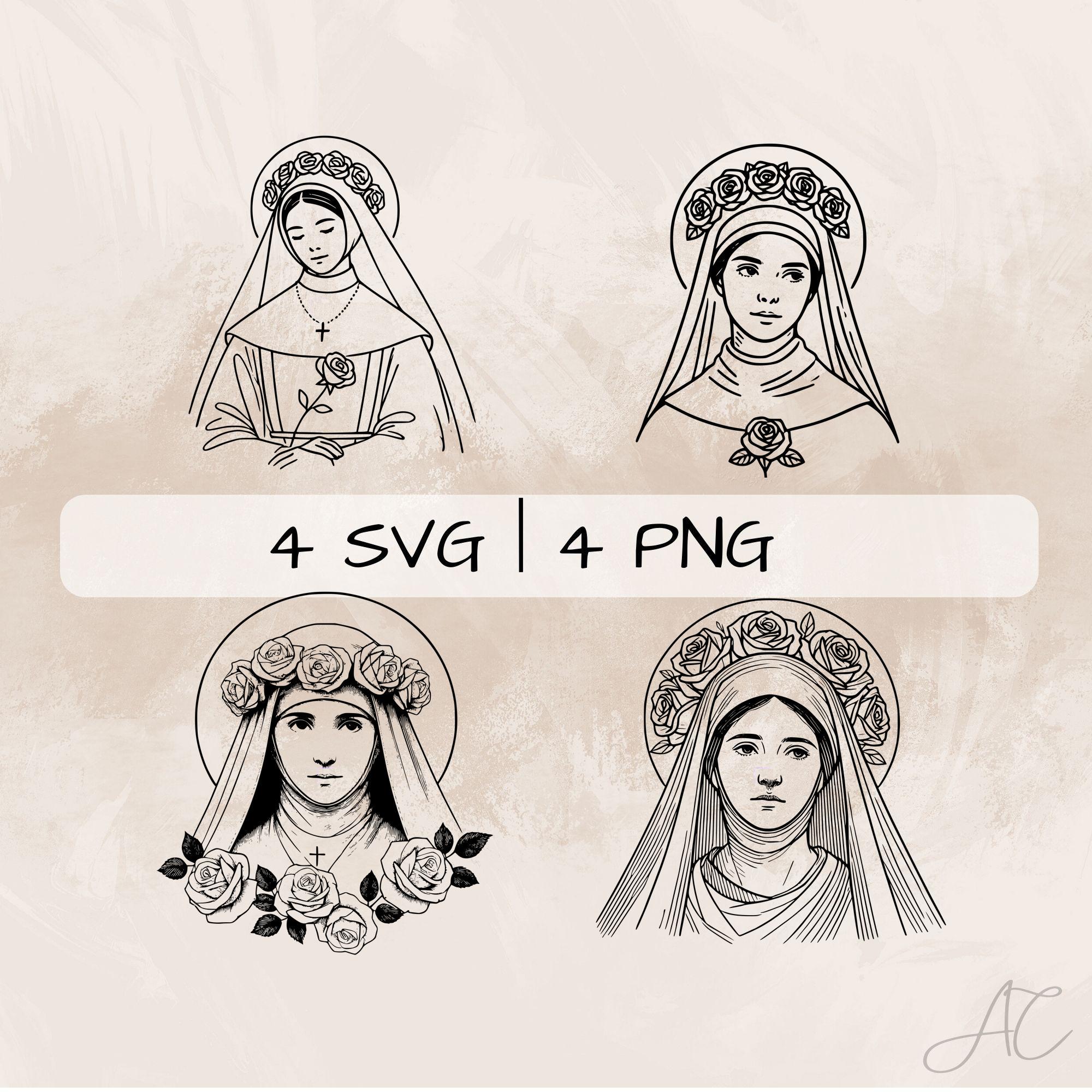 Saint Rose Line Art: SVG PNG Clipart Bundle (digital Download) - Etsy