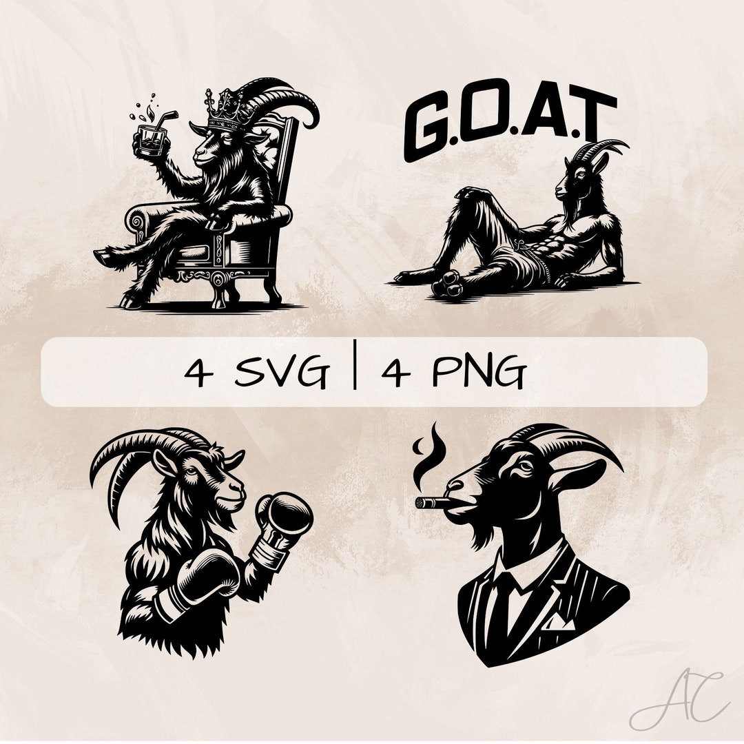 Goat SVG Bundle, G.O.A.T PNG, Boxing Goat Clipart, Hand Drawn Goat ...