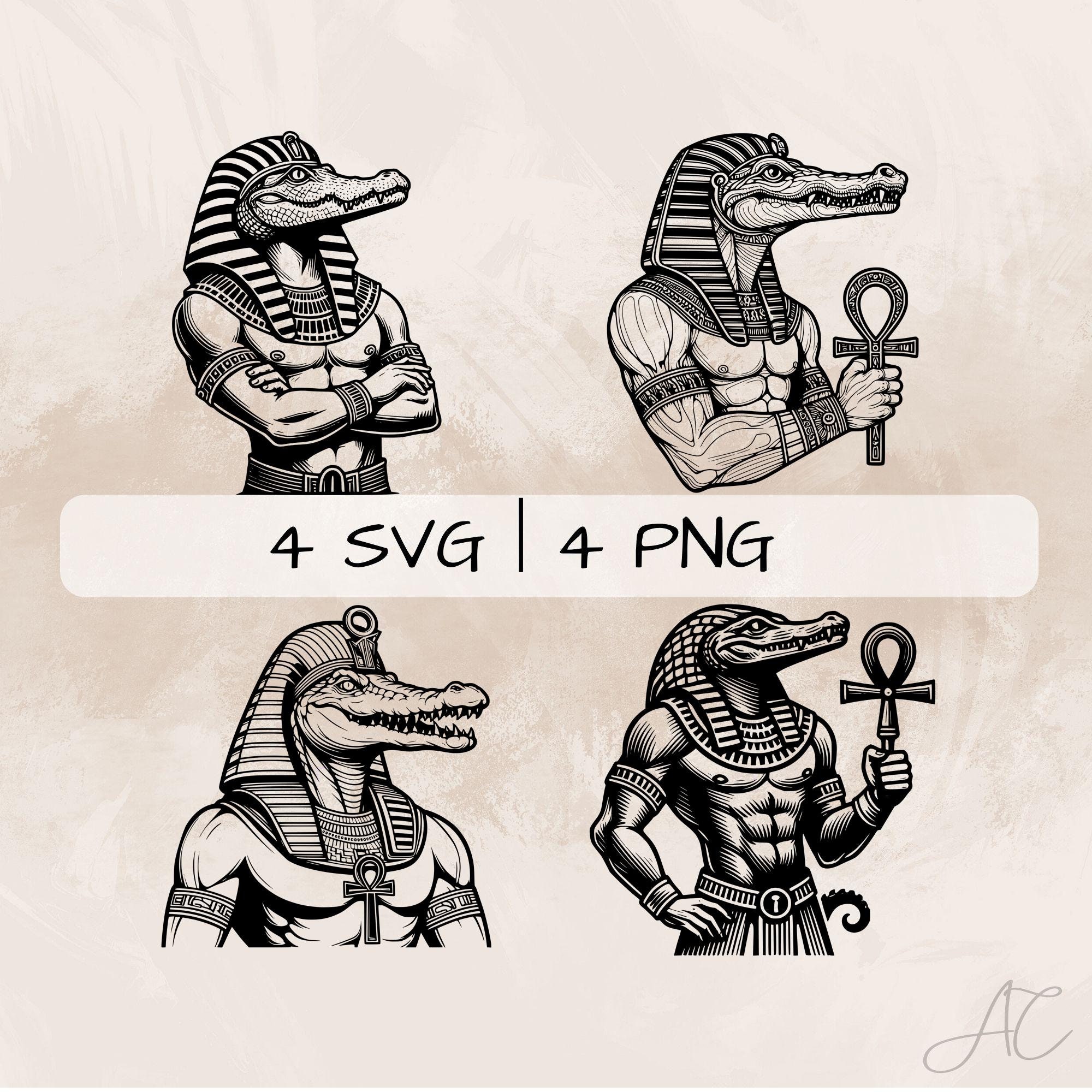 Sobek SVG Bundle, Sobek God PNG , Egyptian Mythology Clipart, Hand ...