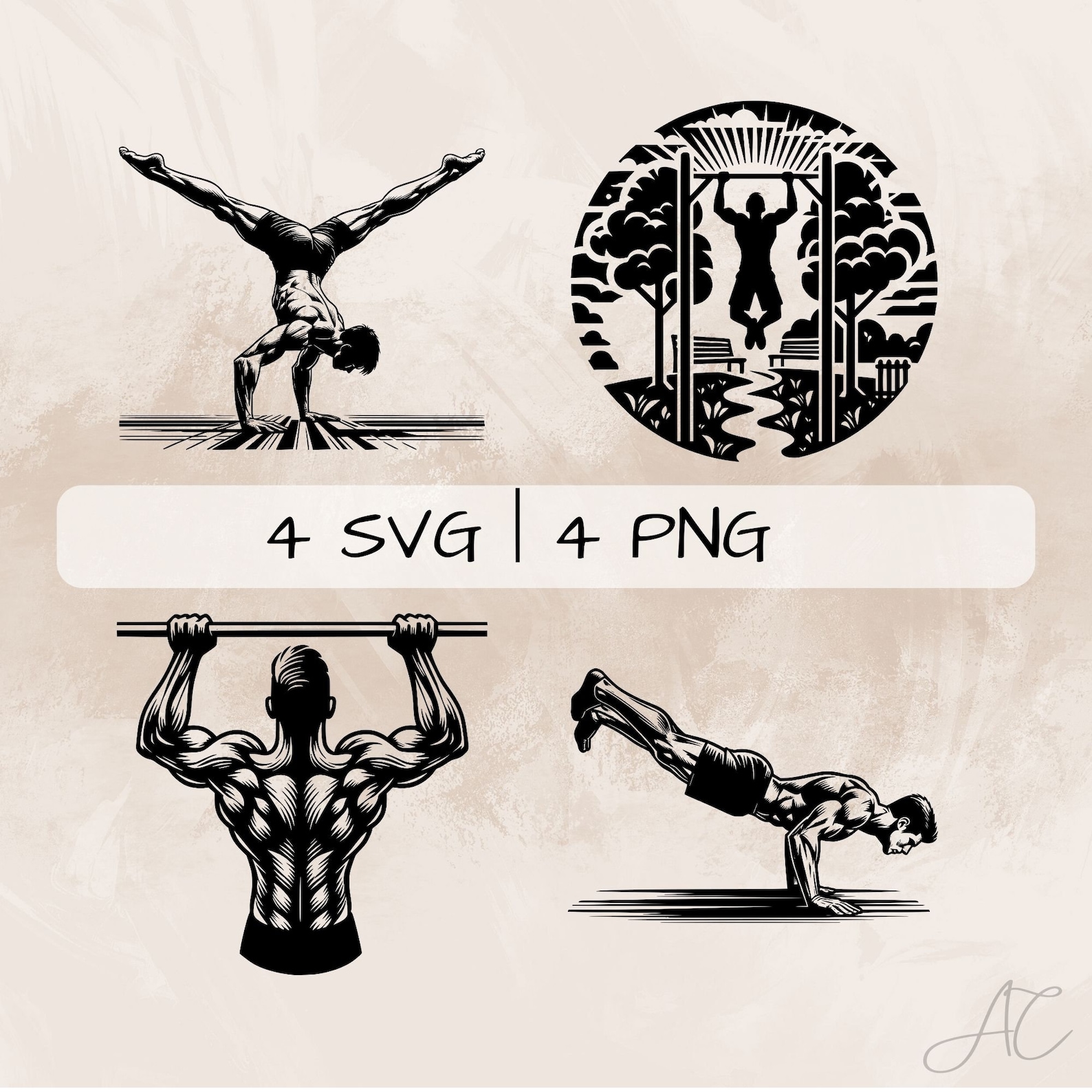 Street Workout SVG Bundle, Calisthenics PNG, Workout Clipart, Hand ...