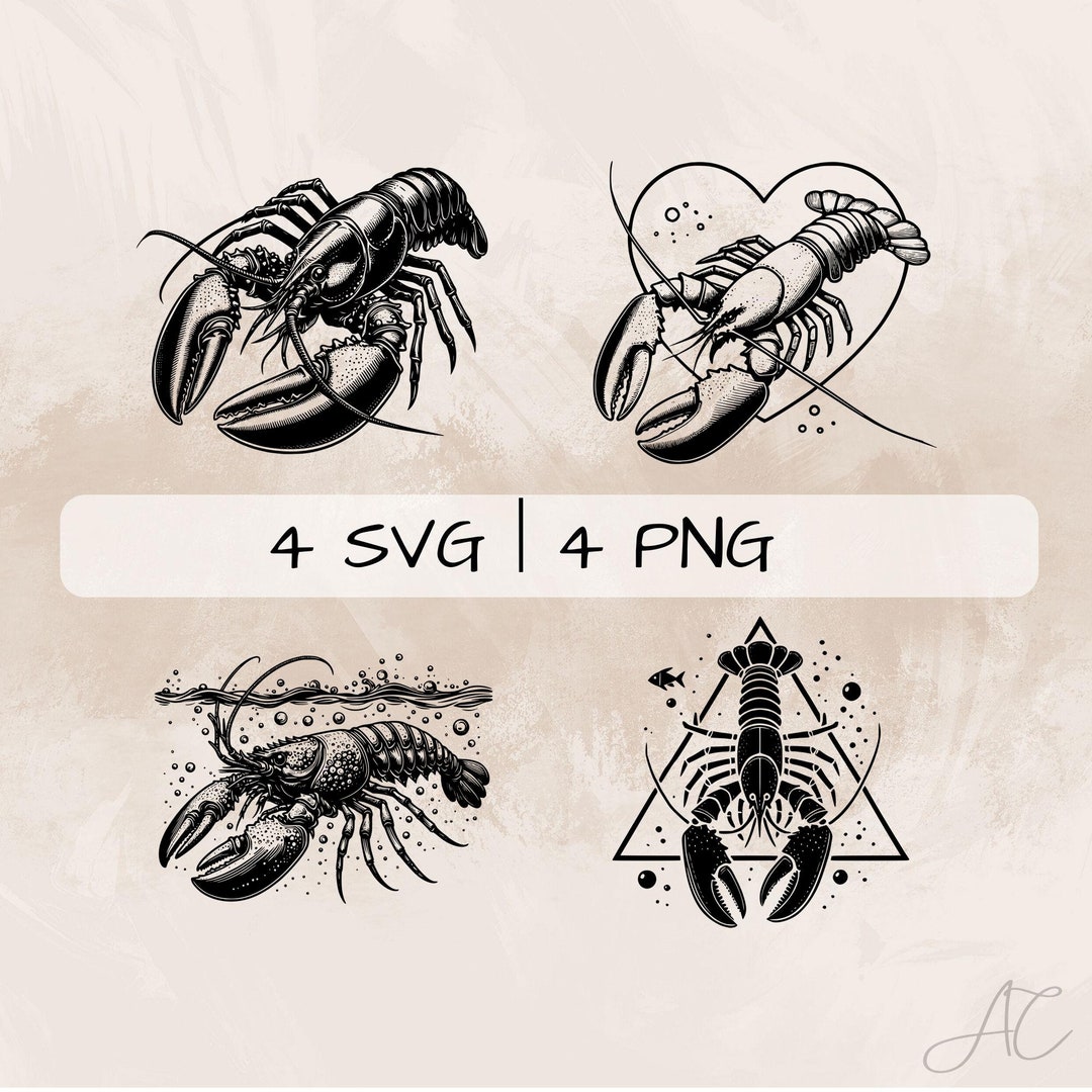 Lobster SVG Bundle, Lobster in Ocean PNG, Lobster and Heart Clipart ...