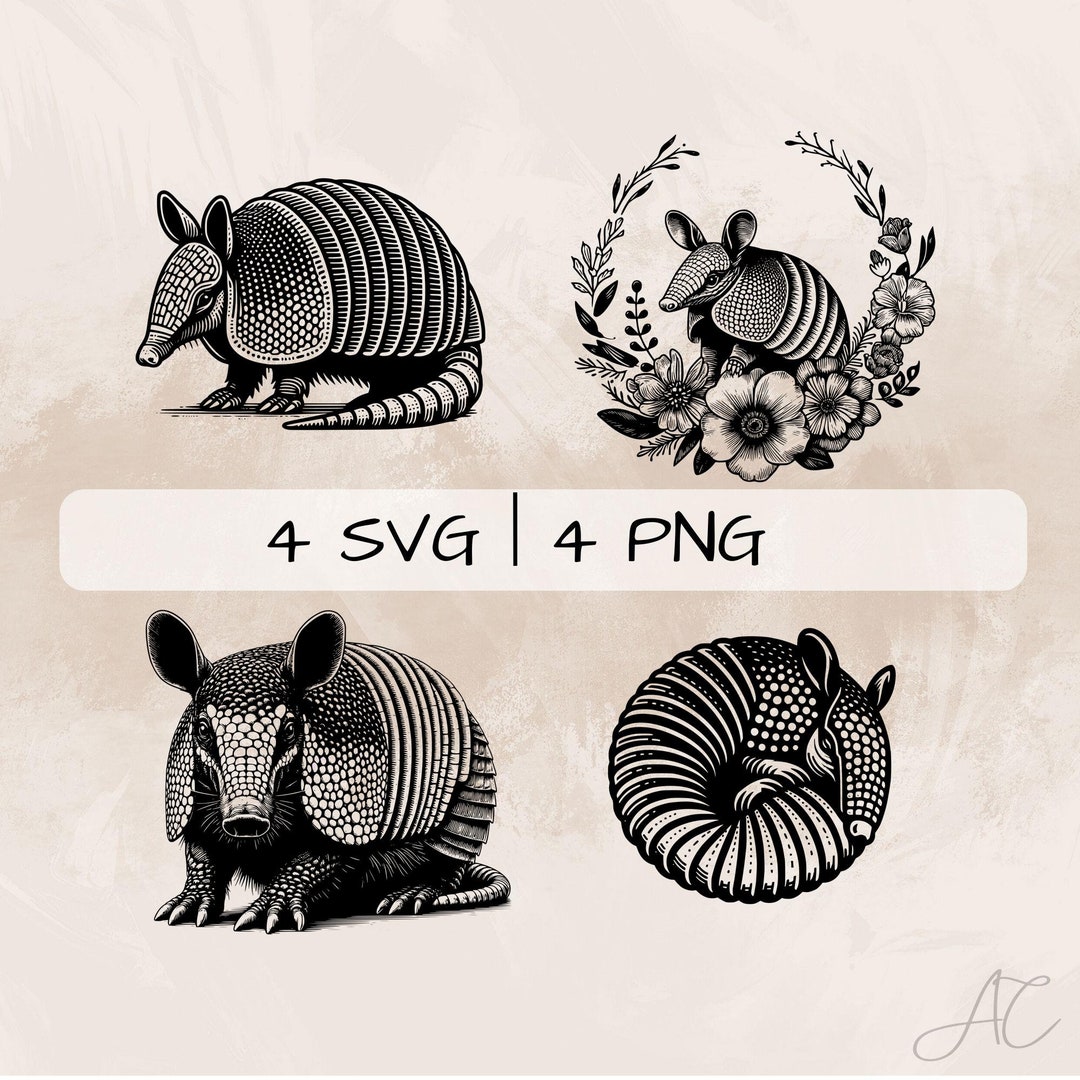Armadillo SVG Bundle, Armadillo Face PNG , Floral Armadillo Clipart ...