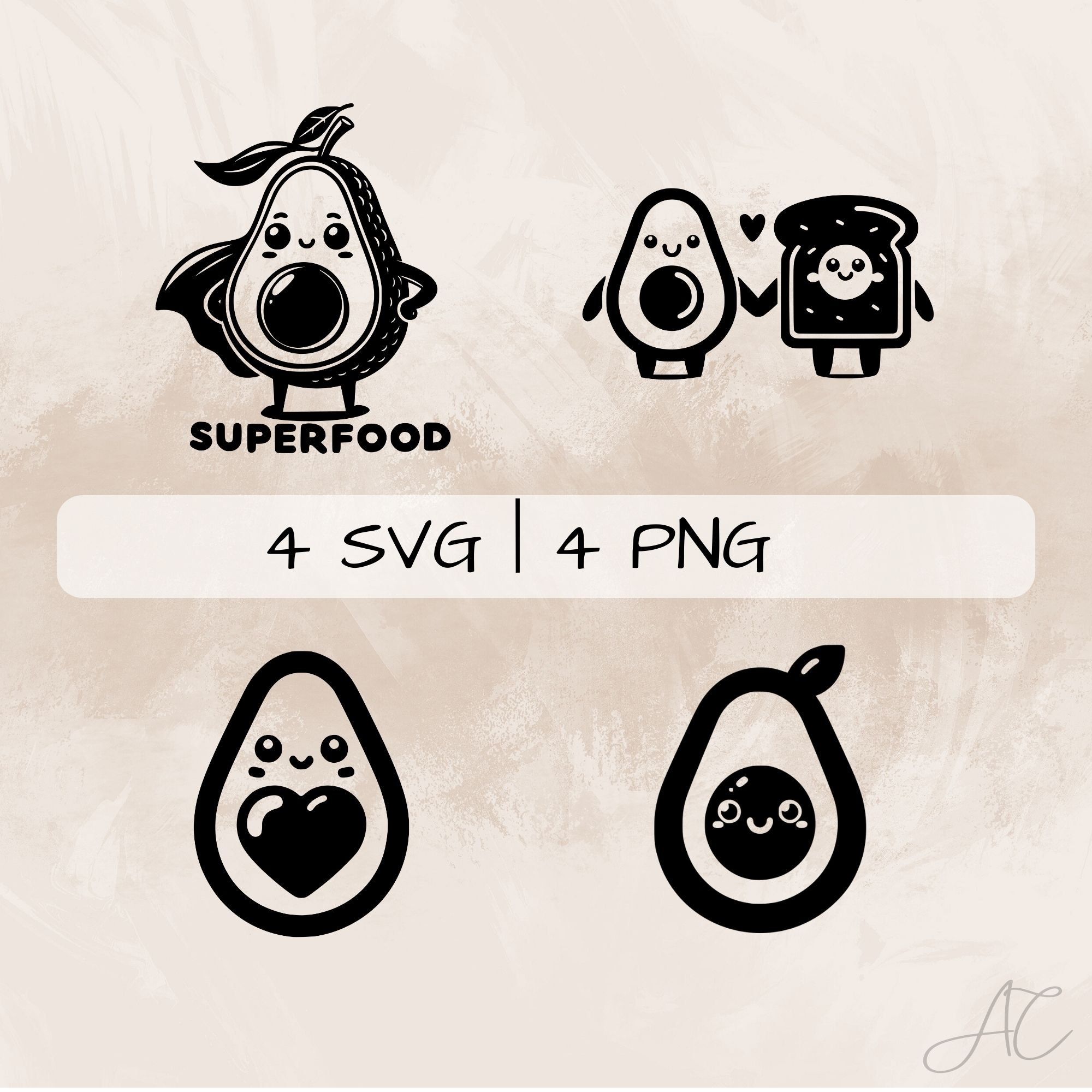 Avocado SVG Bundle, Superfood PNG, Avocado and Toast Clipart, Hand ...