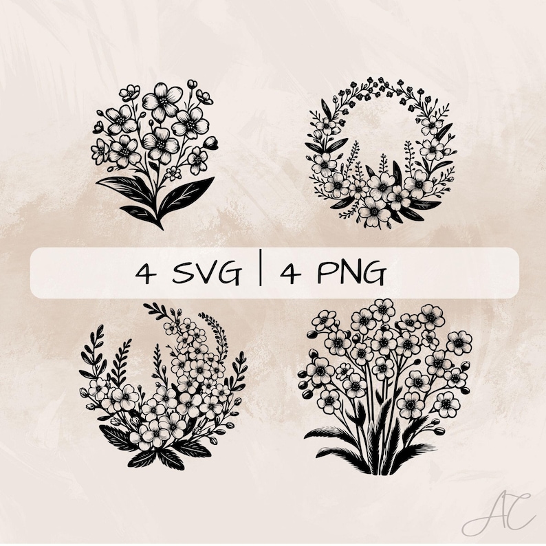 Forget Me Not SVG Bundle, Myosotis PNG ,forget Me Not Flower Clipart ...