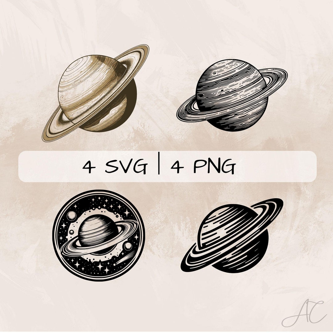Saturn SVG Bundle, Saturn Planet PNG ,saturn in Space Clipart, Hand ...