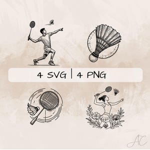 Badminton SVG Bundle, Badminto Player PNG , Badminton Clipart, Hand ...