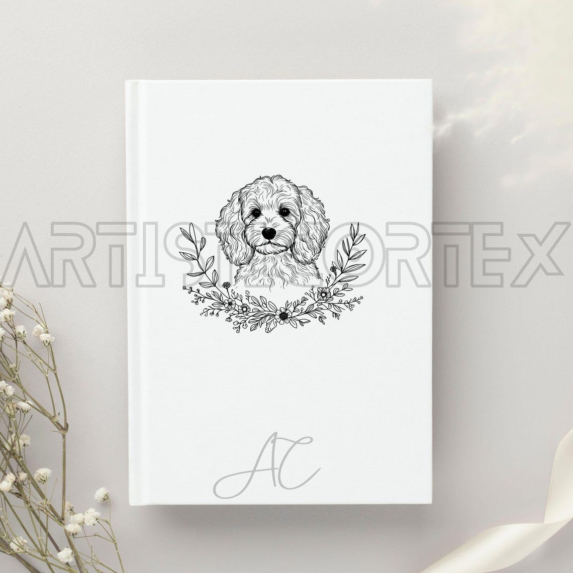 Delicate Cavapoo SVG Bundle, Cavapoo Line Art PNG, Cavapoo and Flowers ...
