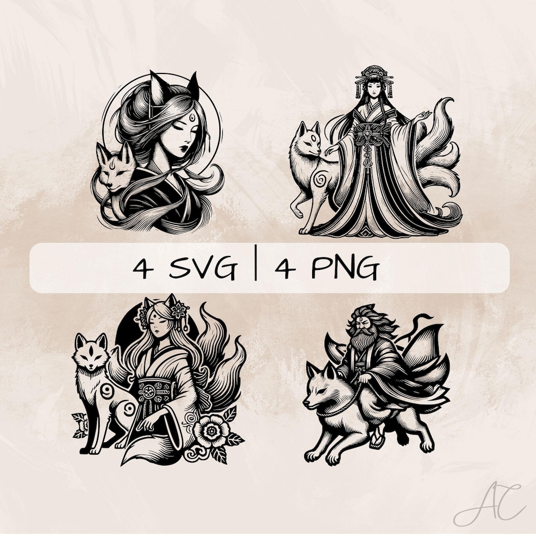 Inari SVG Bundle, Inari Ōkami PNG ,inari Clipart, Hand Drawn Inari ...
