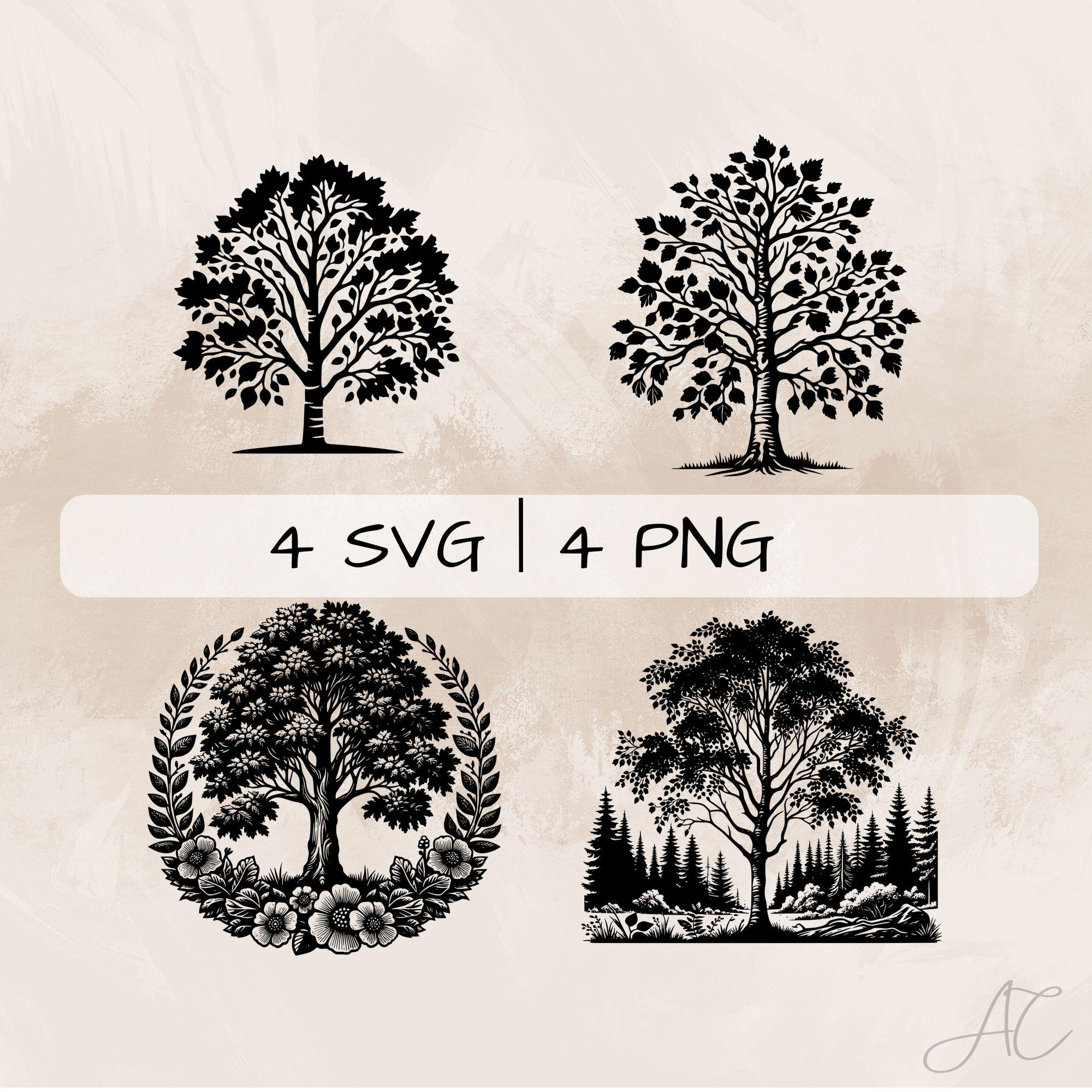 Alder Tree SVG Bundle, Tree PNG ,alder Tree Clipart, Hand Drawn Alder ...