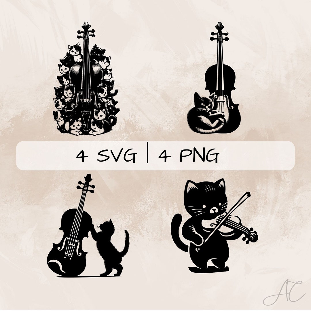 Cat and Music Instruments SVG Bundle, Cat PNG, Music Instruments ...