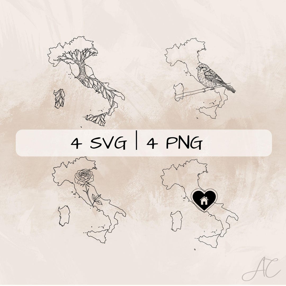 Italy SVG Bundle, Italy Outline PNG ,italy Map Clipart, Hand Drawn ...
