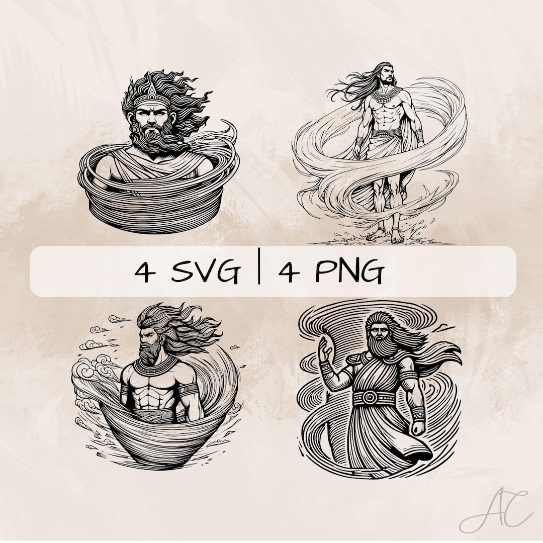 Enlil SVG Bundle, God Enlil PNG , Sumerian God Clipart, Hand Drawn ...