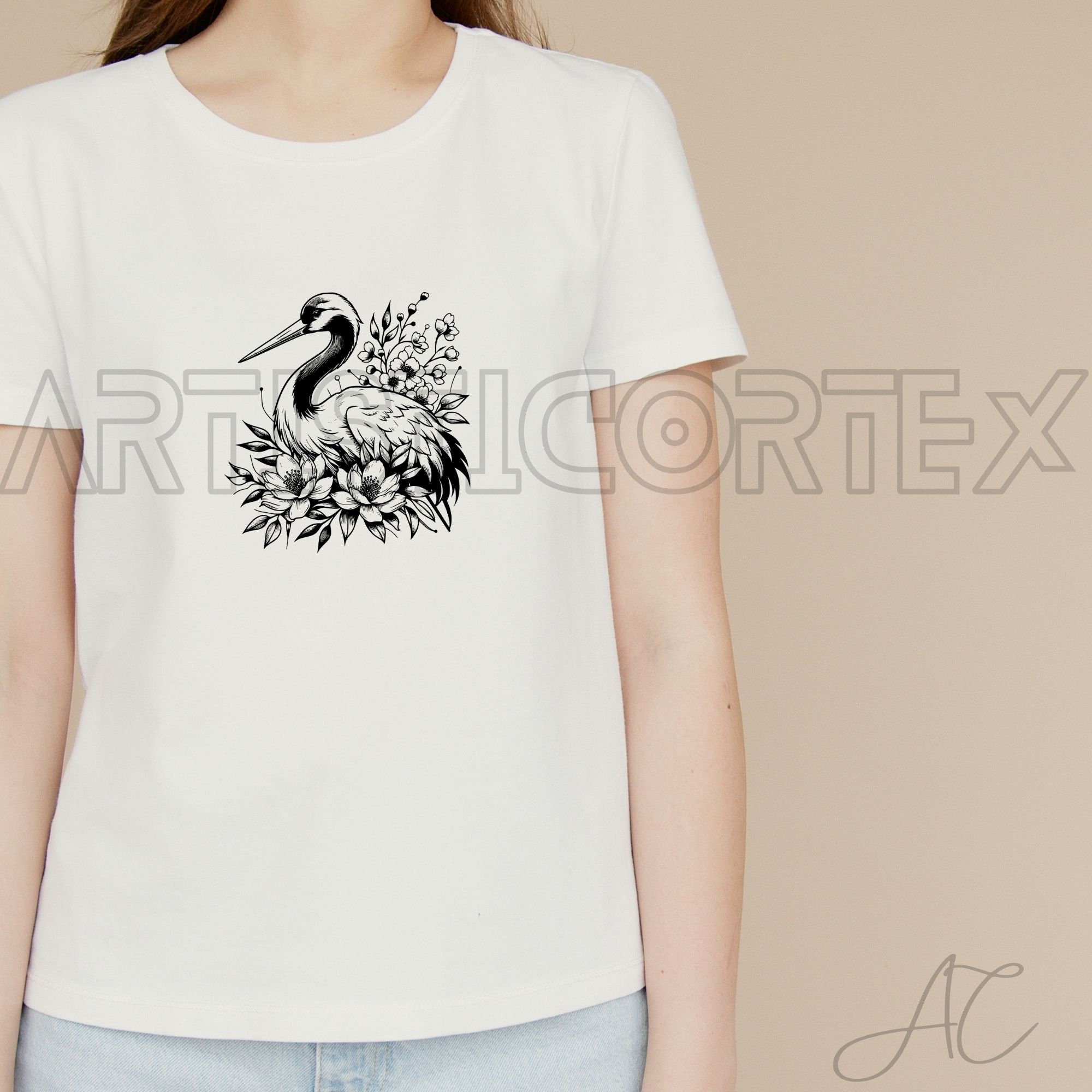 Crane SVG Bundle, Flying Crane PNG, Crane With Flowers Clipart, Hand ...