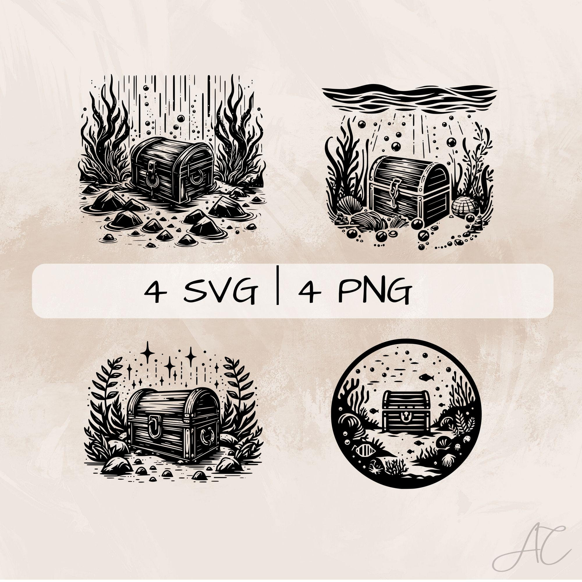 Treasure SVG Bundle, Sunken Treasure PNG , Treasure Chest Clipart, Hand ...