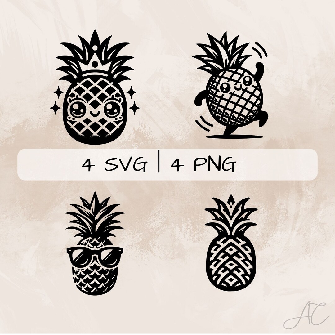 Pineapple SVG Bundle Pineapple With Sunglasses PNG Cute - Etsy