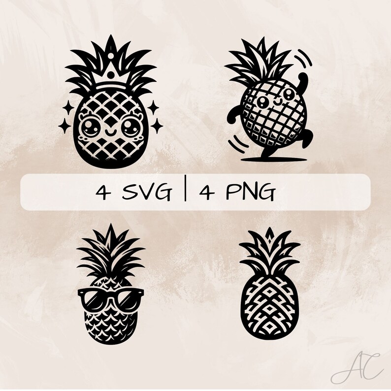 Pineapple SVG Bundle Pineapple With Sunglasses PNG Cute - Etsy