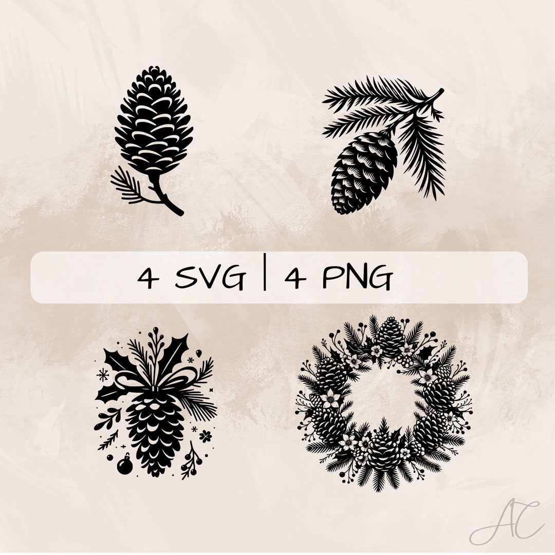 Pinecone SVG Bundle, Pinecone Wreath PNG, Pinecone Clipart, Hand Drawn Pinecone Pictures for ...