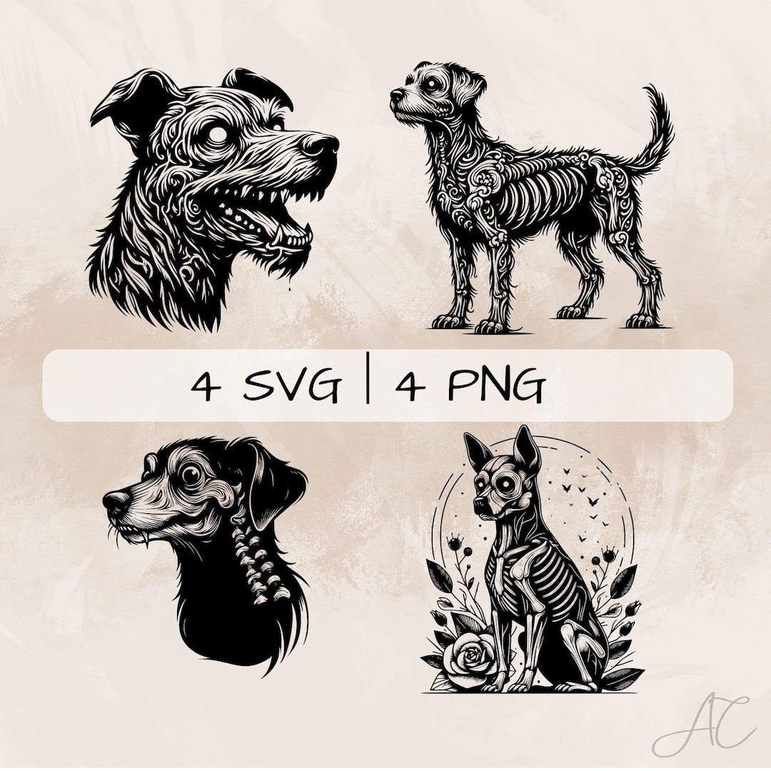 Zombie Dog SVG Bundle, Scary Dog PNG, Horror Dog Clipart , Hand Drawn ...