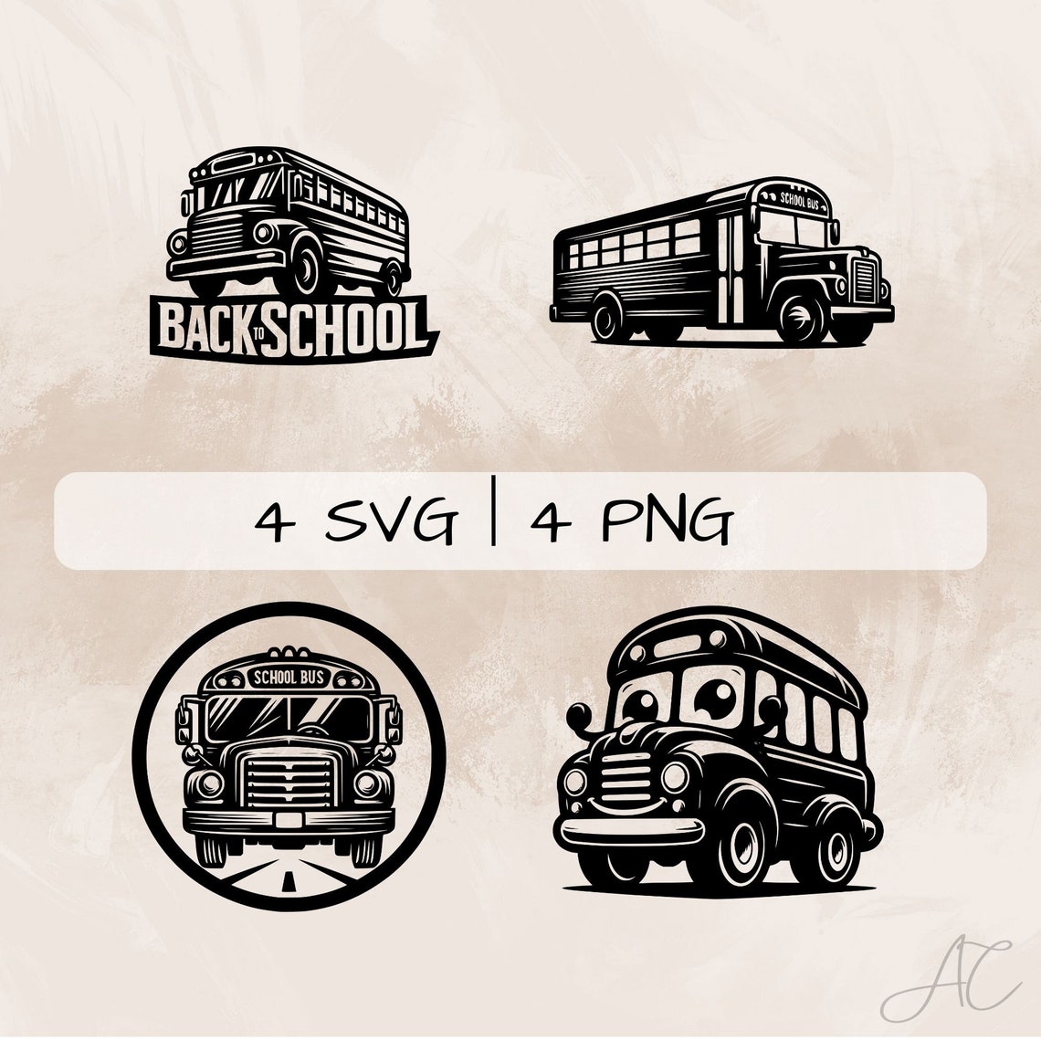 School Bus SVG Bundle, Bus PNG, Back to School Clipart, Hand Drawn ...