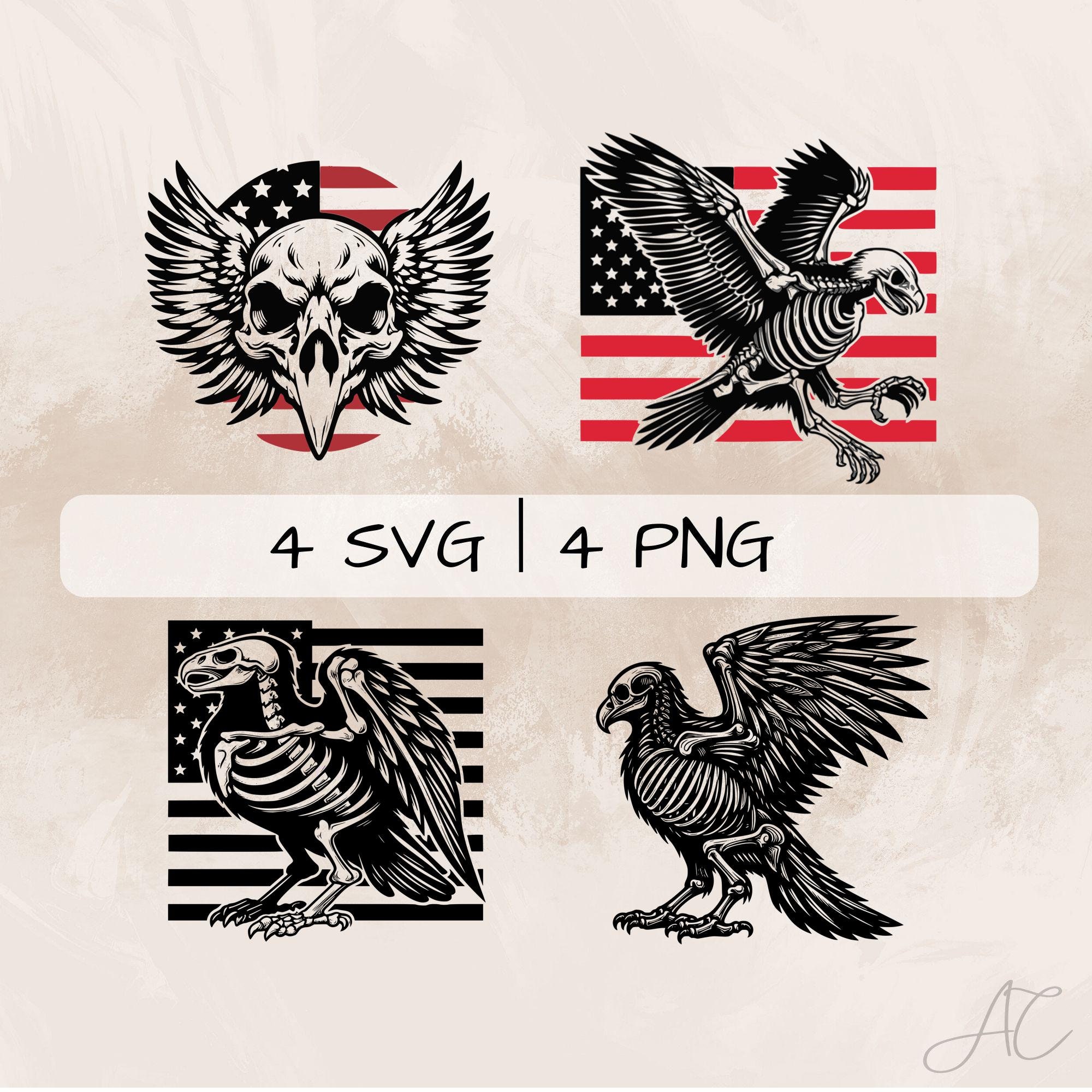 Eagle Skeleton SVG Bundle, Eagle PNG, Eagle and American Flag Clipart ...