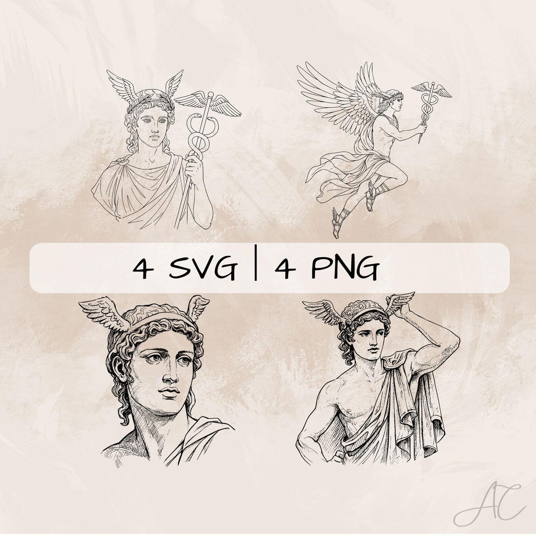 Hermes SVG Bundle, Messenger of the Gods PNG ,hermes Clipart, Hand ...