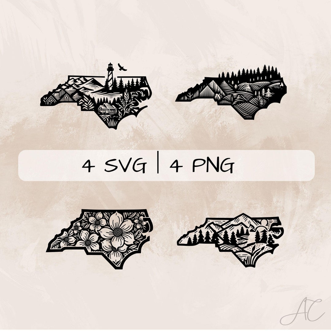 North Carolina SVG Bundle, North Carolina Map PNG ,north Carolina ...