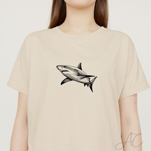 Delicate Shark SVG Bundle, Great White Shark Line Art PNG, Shark in ...